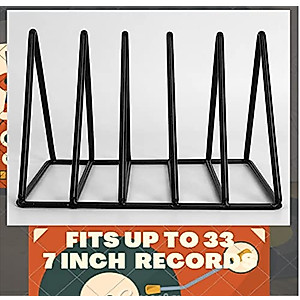 45rpm Vinyl Record Storage Holder - 7inch Stand Metal Wire Rack Holds up to 33 Album Lp's - Premium Display, Simple and Contemporary Shelf Concept Design for 7" Records (Black, 1)