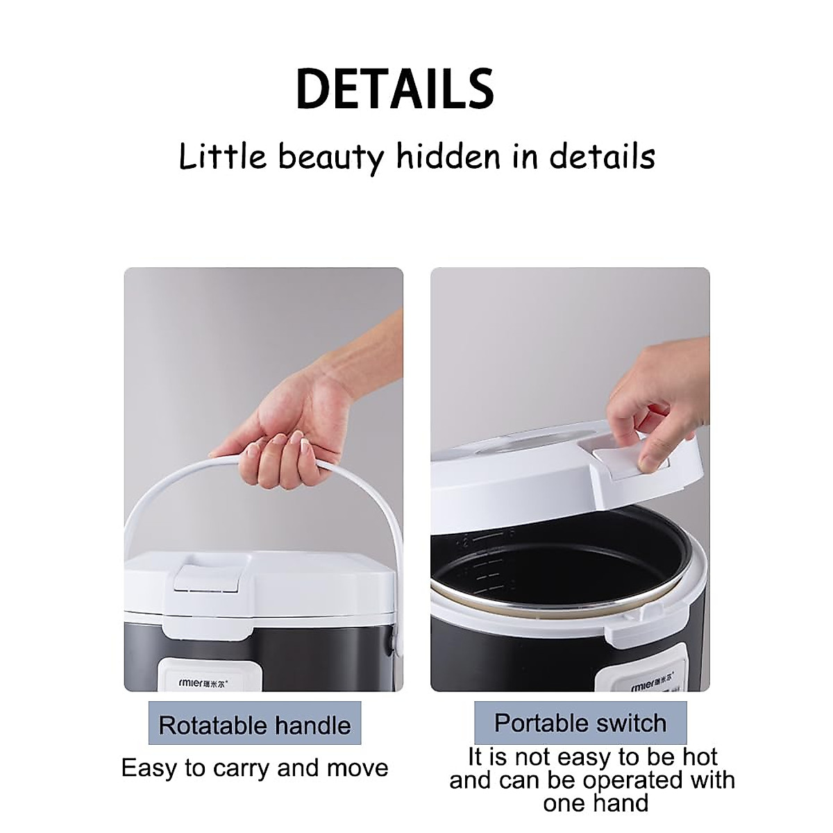 12V/24V Mini Rice Cooker, 3L Portable Travel Rice Cooker For Car/Truck, Small Rice Cooker with Steam Tray, Cooking Heating and Keeping Warm Function(BLACK)