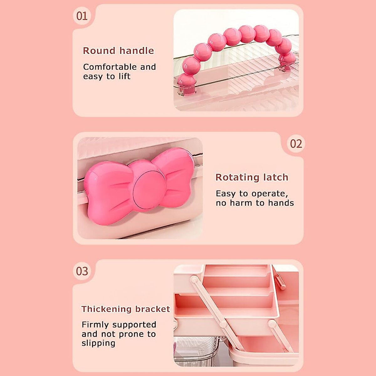 GKWW Girls Hair Accessories Storage Box Bow Switch Organizer Box Jewelry Box, Plastic Hair Ties Holder Hair Clips Container Headbands Organizer Gift for Baby Girls Multipurpose Organizer and Portable