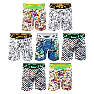 Mutant Mayhem 7PK Athletic Boxer Briefs with Leonardo, Donatello, Raphael & Michelangelo