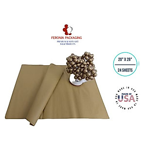 Antique Gold Tissue Paper Squares, Bulk 24 Sheets, Premium Gift Wrap and Art Supplies for Birthdays, Holidays, or Presents by Feronia packaging, Large 20 Inch x 26 Inch