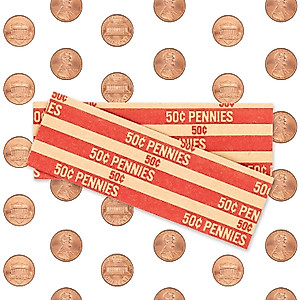 Penny Coin Wrappers, 100 Flat Striped Coin Wrappers