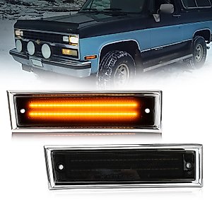 D-Lumina LED Side Marker Lights Smoked Lens for 1981-1991 Chevy C10 C20 C30 GMC C1500 C2500 Suburban Blazer Jimmy, Front Fender LED Side Marker Light, Driver & Passenger Side, Pack of 2