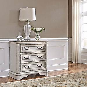 Liberty Furniture Industries Magnolia Manor 3 Drawer Bedside Chest w/Charging Station, W36 x D18 x H34, White