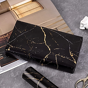 WRAPAHOLIC Reversible Wrapping Paper - Mini Roll - 17 Inch X 33 Feet - Black and Gold Marble Design, Perfect for Birthday, Holiday, Father's Day, Baby Shower