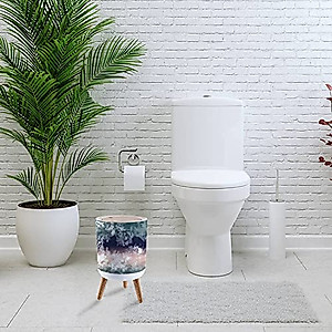 Trash Can with Lid Hand Painting Abstract Watercolor Tie Dye Ink Stains Splashes Brush Wood Small Garbage Bin Waste Bin for Kitchen Bathroom Bedroom Press Cover Wastebasket 7L/1.8 Gallon