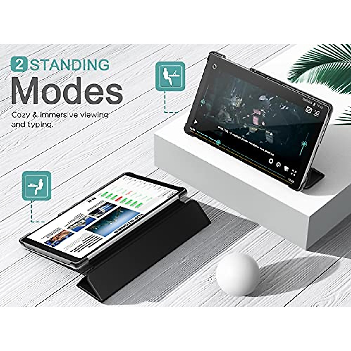 MoKo Case Fits Samsung Galaxy Tab A7 Lite 8.7 Inch (SM-T225/T220/T227), Lightweight Stand Smart Case Hard Shell Cover for Samsung Tab A7 Lite Tablet 2021 – Black