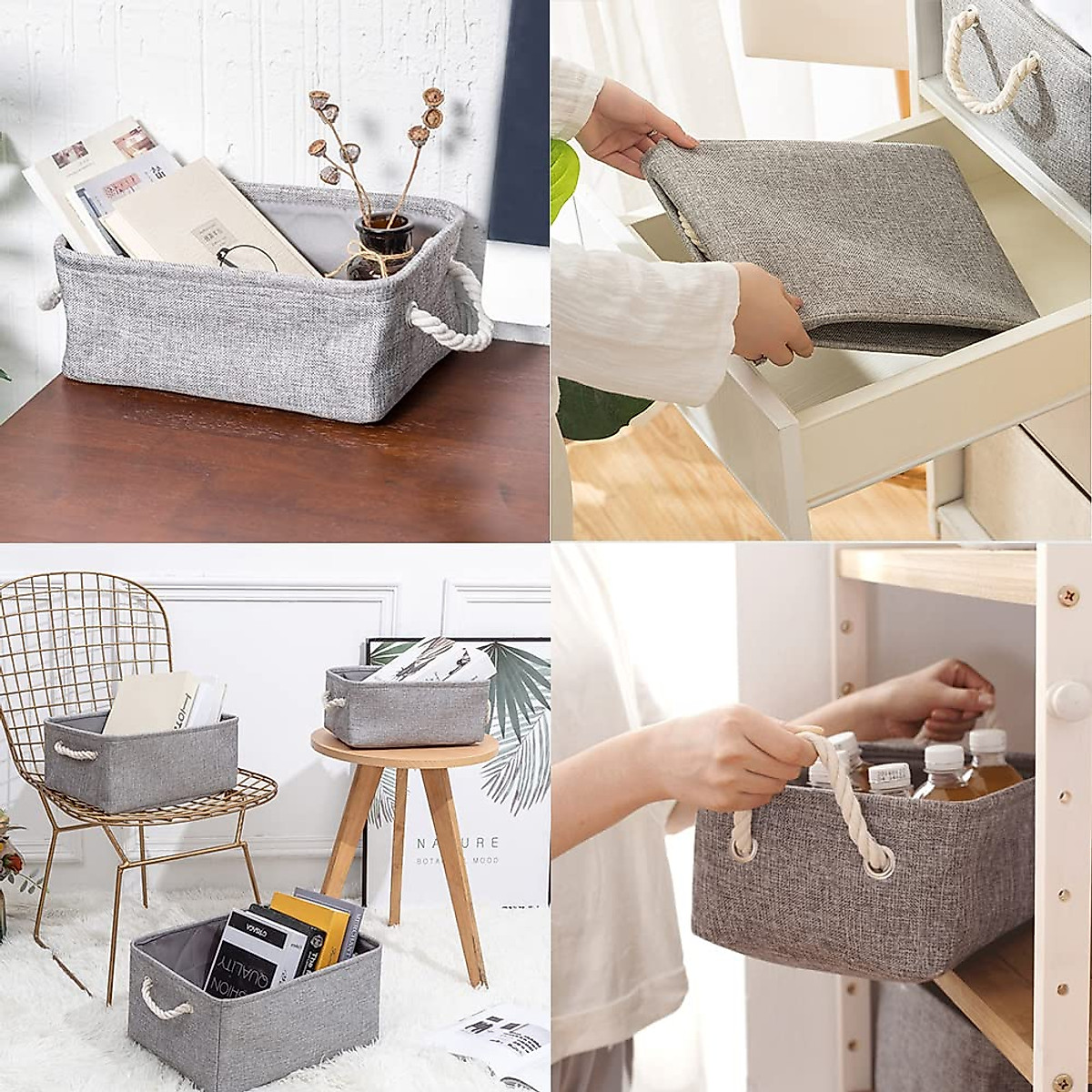 kemengsuer Storage Shelf Baskets Bins Organizer - Decorative Collapsible Fabric Basket with Handles, Storage Bin Box Baskets for Organizing Shelves Gifts Empty Toys - (Small,12.2L×8.3W×4.7H inch)