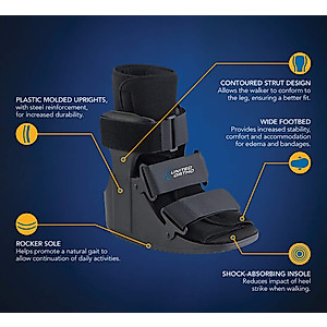 United Ortho USA14015 Short Cam Walker Fracture Boot, Medium, Black