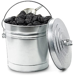 Galvanized Steel Trash Can, 10-Gallon, Multicolor - metal trash can - Trash can with lid - Kitchen Trash can - Outdoor Trash can for Patio - Camping Trash can - metal container with lid.