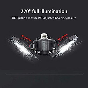 KONPWAY Deformable LED Garage Light - 6000 Lumen 2800K Warm White 60W, Three Leaf Garage Organization Ceiling Lighting