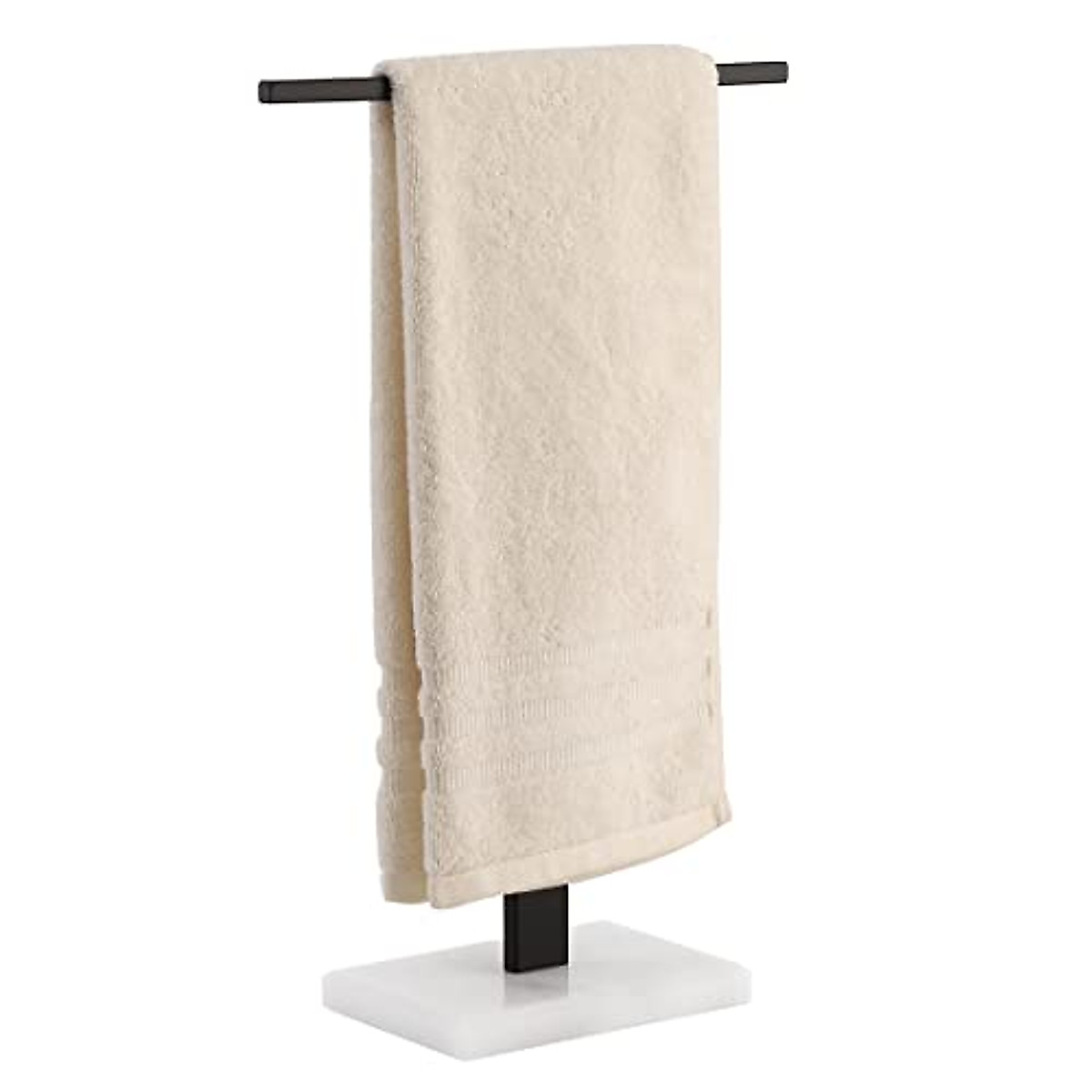 KES Towel Rack Stand, Hand Towel Holder with Marble Base Standing Towel Rack for Bathroom Countertop SUS304 Stainless Steel T-Shape Matte Black, BTH224-BK