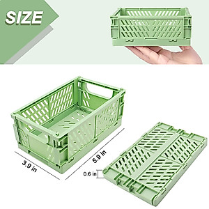 Reavor Pastel Crates, 4-Pack Mini Plastic Baskets Stackable, Small Foldable Cute Drawer Organizer for Office Desk Drawer Organizing Adorable
