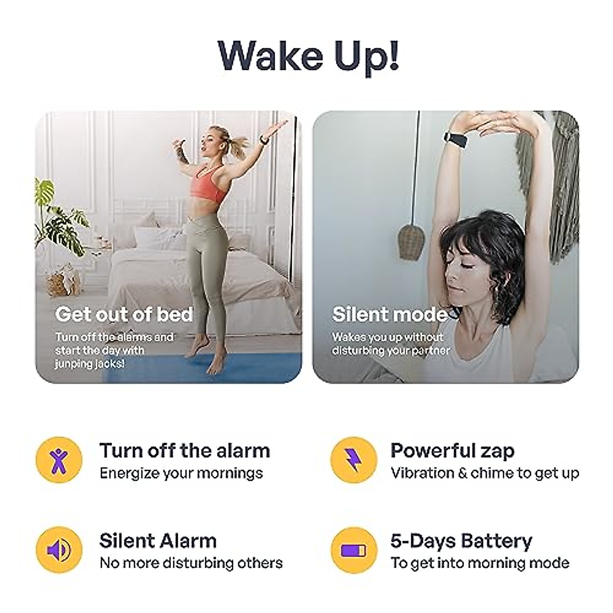 Pavlok Shock Clock 2 | Silent Alarm Clock | Ideal for Heavy Sleepers | Couples' Favorite | Wake Up On Time | Vibrating Alarm | Students' Best Friend