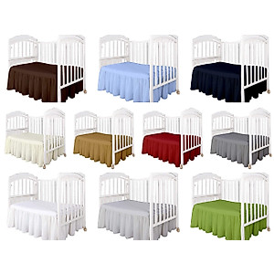 Crib Bed Skirt Dust Ruffle - Crib Dust Ruffle with Split Corners - Baby Crib Bedskirts 600TC 100% Cotton - Nursery Crib BeddLing Infants Toddler Bedskirt - 14" Drop (28"x52" - Standard, White)
