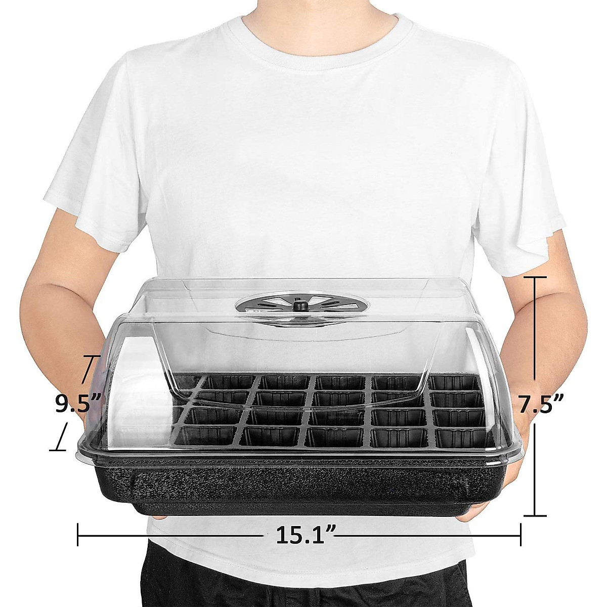 iPower Seed Tray Kits with Heater Garden Propagator Set Seed Starter Tray with Vented Humidity Dome, 15.1" x 9.5", 24 Cell