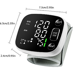 Oklar Blood Pressure Monitors for Home Use Rechargeable Wrist Digital BP Machine Cuff with LED Backlit Display, Voice Broadcast, 240 Memory Storage for 2 Users with Carrying Case