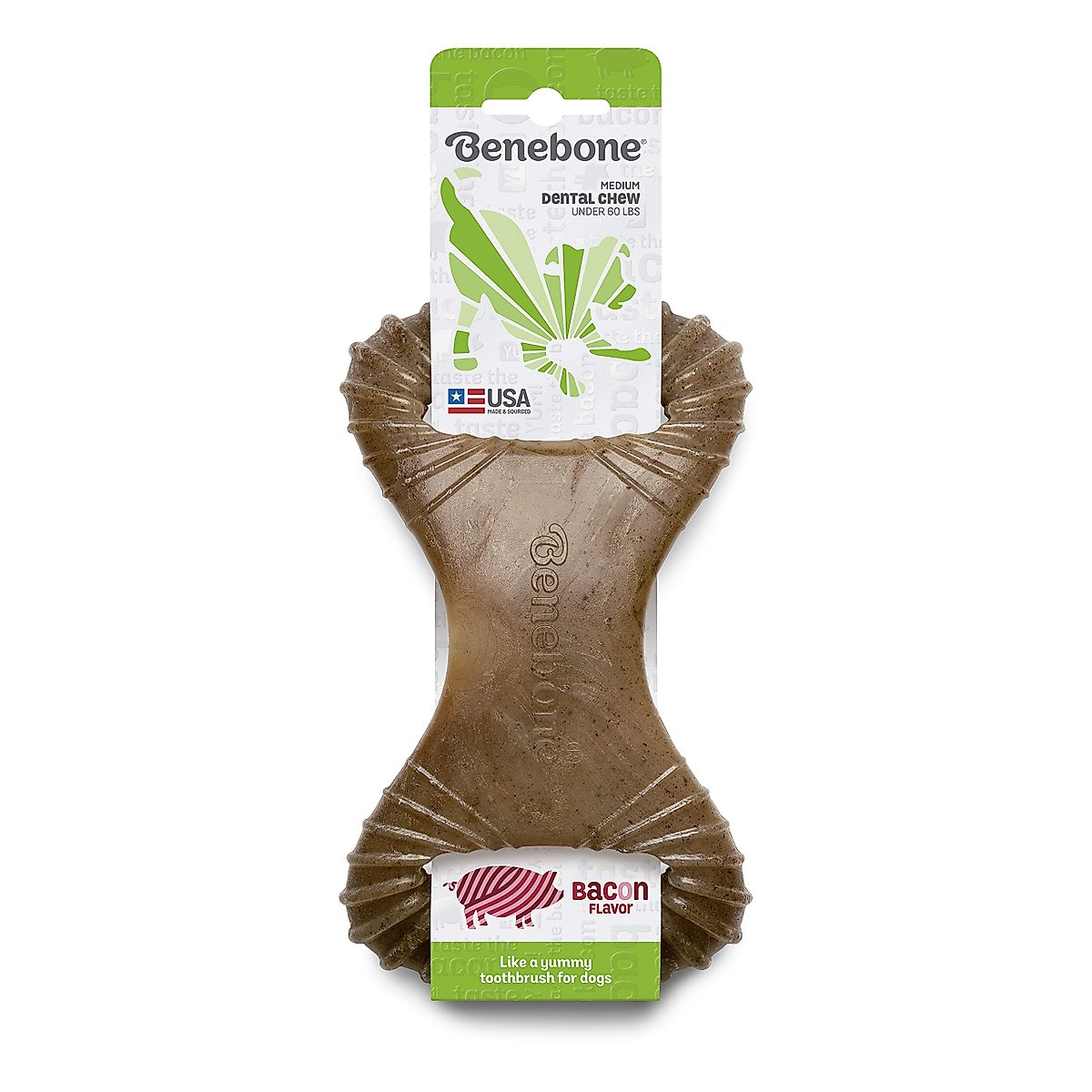 Benebone Medium Holiday 4-Pack Dog Chew Toys for Aggressive Chewers Dental Durable Dog Chew Toy for Aggressive Chewers, Real Bacon