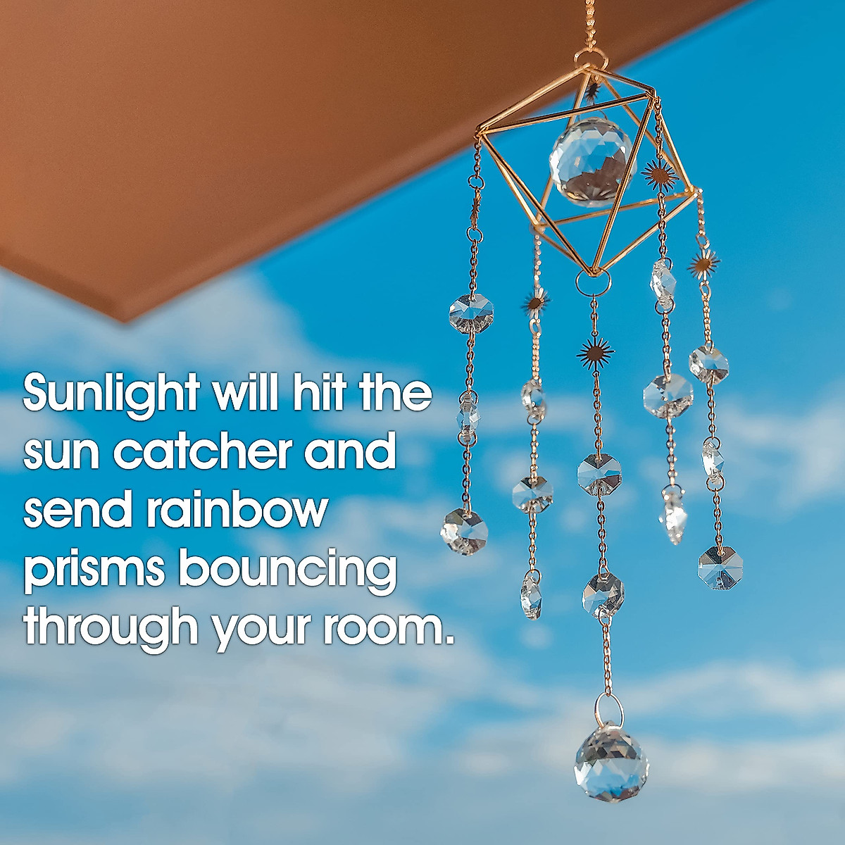 Decozion Sun Catchers with Crystals - Reflect Sunlight & Cast Rainbow Prisms Everywhere - Hanging Crystal Suncatcher for Window - Crystal Sun Catchers Indoor Window - Hanging Crystals for Decoration