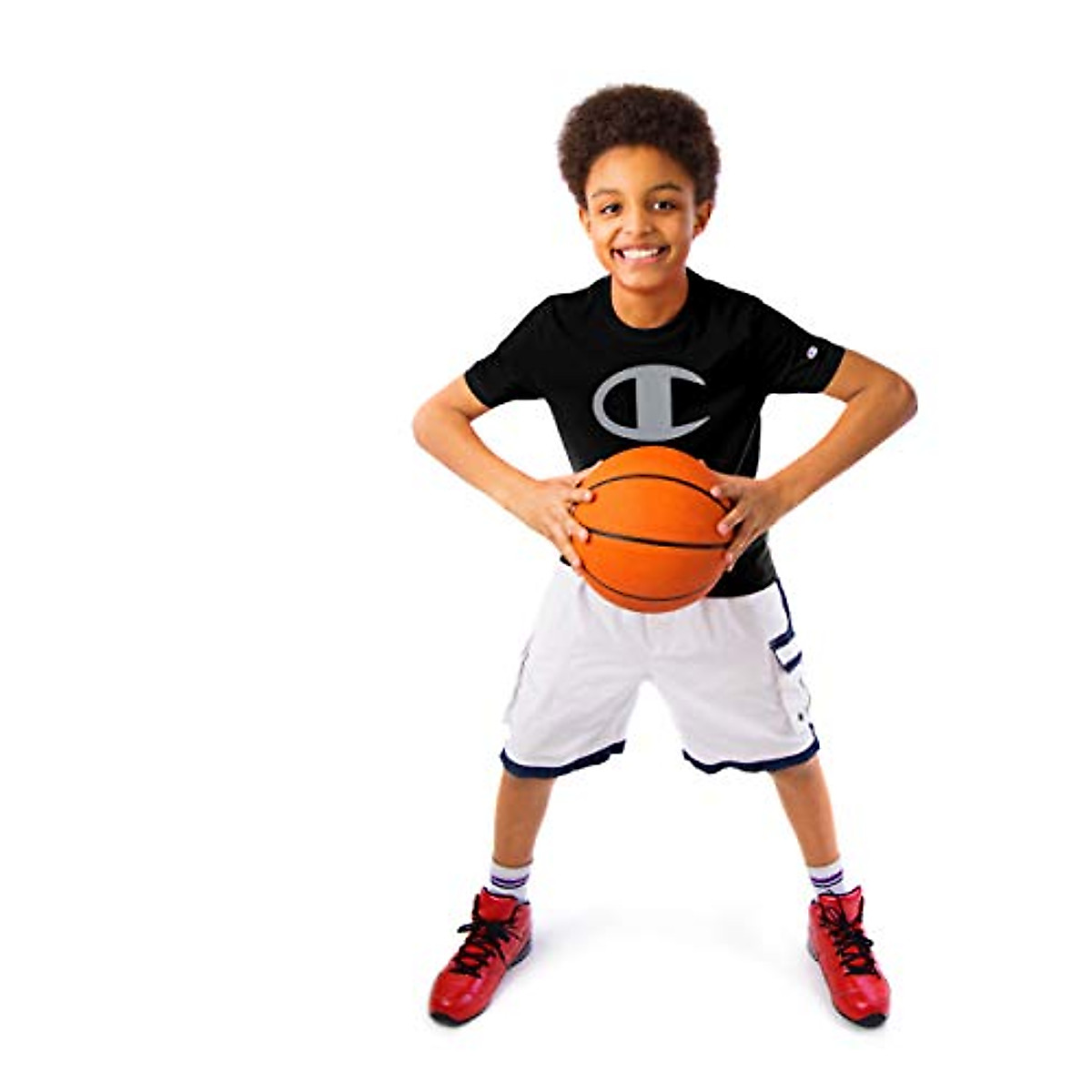 Champion Boys Shirt Performance Short Sleeve Tech Athletic Tee Shirt Top Kids Clothing - Great for Gym, Sports, and School (US, Alpha, Large, Regular, White)