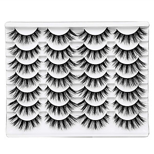 Newcally False Eyelashes Wispy Natural Cat Eye Lashes Faux Mink Lashes Fake Eyelashes Soft 3D Medium Length Light Volume 14 Pairs Pack