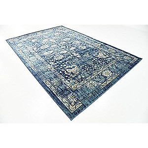 Unique Loom Oslo Collection Traditional Botanical Navy Blue Area Rug (6' x 9')