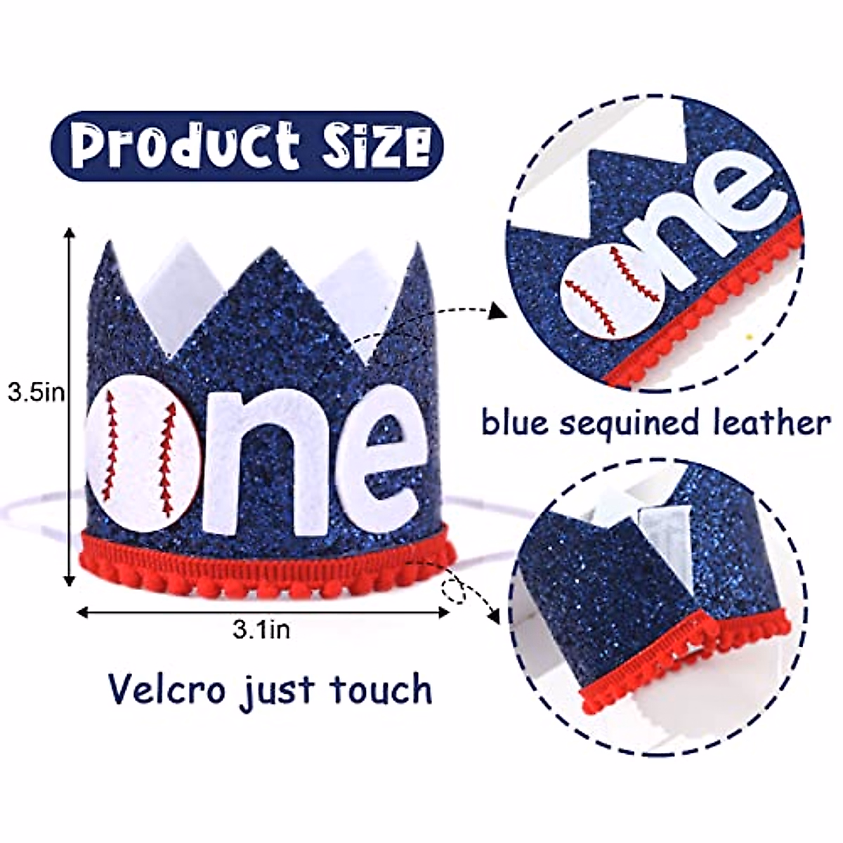 Baseball 1st Birthday Banner-1st Birthday Crown, Baseball Theme High Chair Banner, Cake Flag, All-Star Birthday, Our Little All-Star, Baseball 1st Birthday Decoration (Baseball Hat)