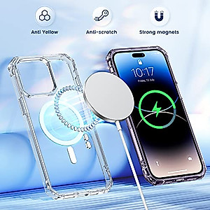 【3 in 1】Nuleto for iPhone 14 Pro Case, iPhone 14 Pro MagSafe Case Built-in 9H Tempered Glass Screen Protector & Camera Lens Protector Full-Body Protective Heavy Duty Shockproof Slim Thin Cover - Clear
