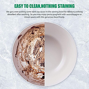 ECOHAGOU 10” Bamboo Fiber Large Salad Serving Bowl Set with Wooden Lid & Servers, 3.5 Qt Big Bowl with Utensils for Mixing Salad,Fruit,Pasta,Lightweight & Dishwasher Safe, Ideal Gift for Home (White)