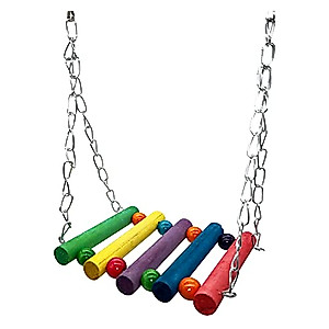 7Pcs Bird Parakeet Toy Chewing Hanging Toy Set, Parrot Cage Accessories Bird Swing Bird Ladder for Parrots Lovebird Cockatiel Conure
