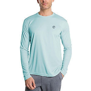 Vapor Apparel Men's Sting Ray Line Art Solar Outdoor UPF 50+ Long Sleeve T-Shirt, UV Sun Protection for Fishing, Running, Hiking, Arctic Blue, Large