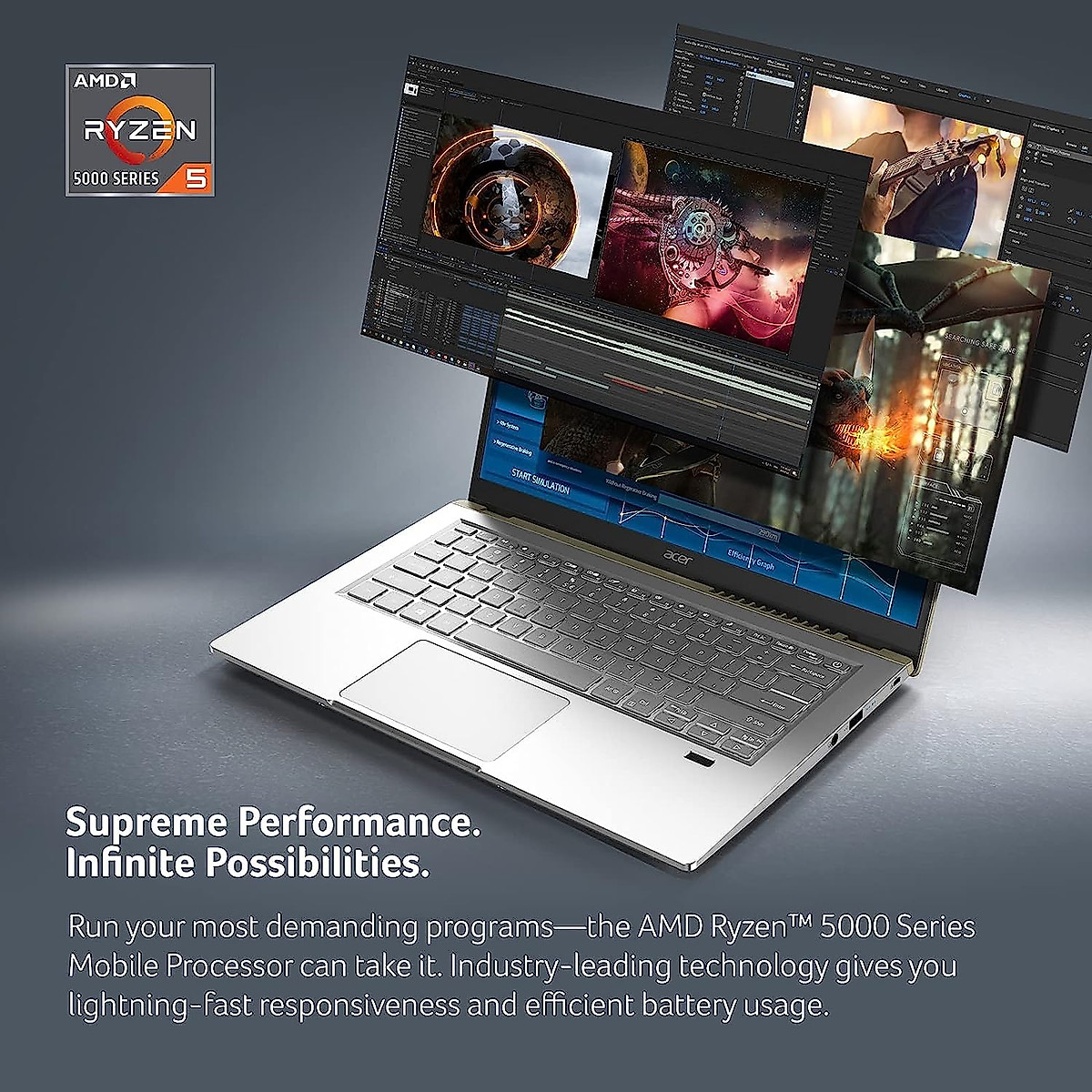 Acer Swift X Creator Laptop | 14" FHD 100% sRGB | AMD Ryzen 5 5600U | NVIDIA GeForce RTX 3050 | LPDDR4X | Wi-Fi 6 | Backlit Keyboard | Win11 Home | w/Mousepad (8GB LPDDR4X RAM | 512GB SSD)
