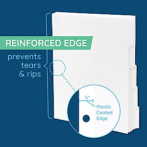Blue Summit Supplies 3 Ring Binder Dividers with Reinforced Edge, 1/5 Cut Tabs, Letter Size, 3 Hole Punch Section Index Dividers for Binders, White, 100 Page Divider Pack