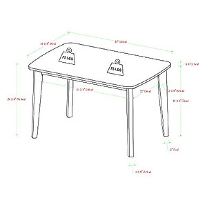 Walker Edison Mid Century Modern Wood Table Dining Room Kitchen Set Dining Chairs, 60 Inch, 6 Person , White and Natural
