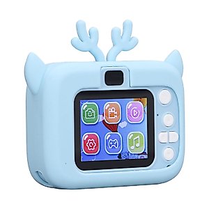20MP Kid Camera, 2 Inch Color Display Timer Video 1080P USB Digital Camera with Card Reader for School (Blue+White)