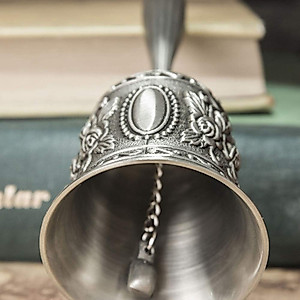 MOTZU 2 Pieces Hand Bells, Metal Jingle Service Call Bell Brass Wedding Bells, Extra Loud Multi-Purpose Held Dinner Bell for Decoration, Alarm, School Church Classroom, Bar(Gold & Silver)