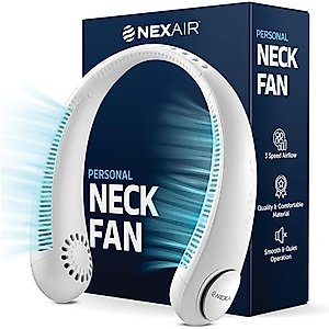 NEXAIR Portable Neck Fan - 3 Speed Rechargeable Bladeless Neck Fan, Adjustable Personal Neck Fan For Women & Men Modern Design, Great Cooling Fan For Travel, Outdoors & Sports