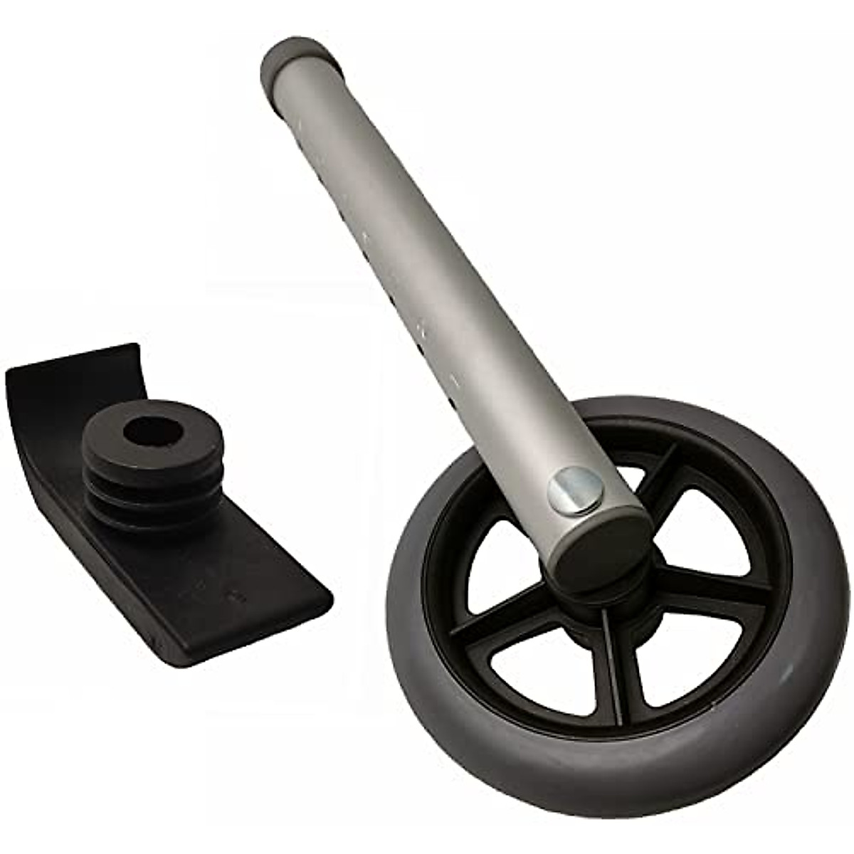 Walker Wheels and Ski Glides 1 Pair, Rubber Universal Walker Caster Wheel with 8 Height Adjustable, Replacement Rollator Accessories, 4 PCS