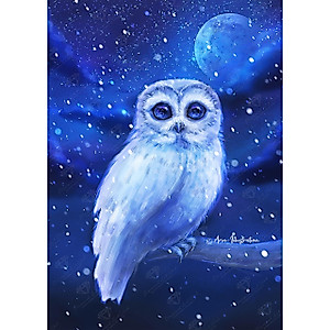 DIAMOND ART CLUB Snowy OWL Diamond Painting Kit, Animal Diamond Canvas, Round 5D Diamond Art for Adults and All Ages, 13" x 18" (32.8 x 46 cm)