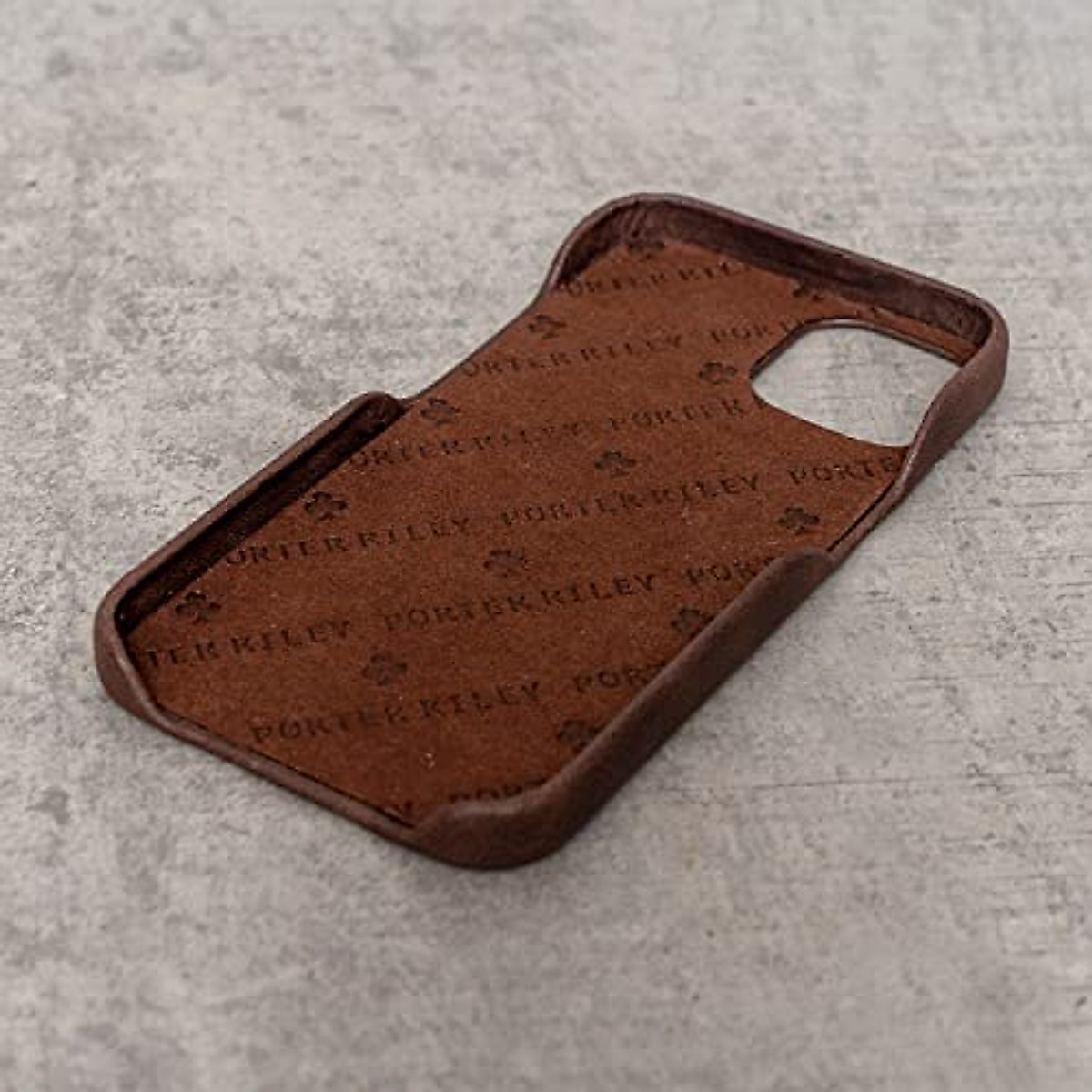 Porter Riley - Leather Case for iPhone 12 Mini (5.4"). Premium Genuine Leather Slimline Back Case (Chocolate Brown)