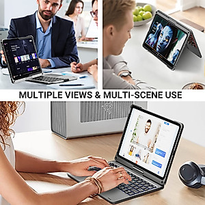 Swivel Keyboard Case for Apple iPad Air 11-inch M2 2024, iPad Pro 11 inch 4th 3rd 2nd 1st,iPad Air 5th 4th Generation 10.9-inch, Trackpad, RGB Backlit, Pencil Holder, Space Gray