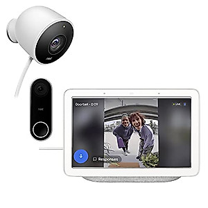 Google Nest Hello Front Door Bundle with 7 inch Display and Wired Camera Doorbell and Wired Nest Cam Outdoor Security Camera