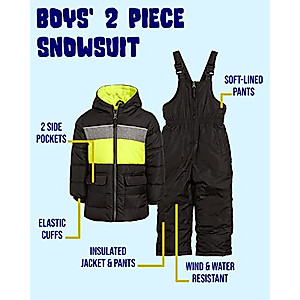 iXtreme Boys' Snowsuit - 2 Piece Heavyweight Insulated Ski Jacket and Snow Bib (12M-7), Size 18M, Black/Lime Green
