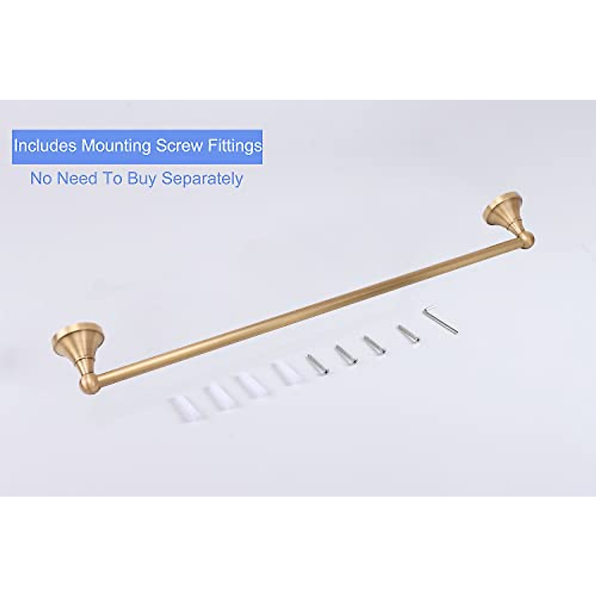 TocTen Bath Towel Bar - Thicken SUS304 Stainless Steel Towel Rack for Bathroom, Retro Style Bathroom Hardware Accessories Towel Rod Heavy Duty Wall Mounted Towel Holder (24 Inch, Gold)