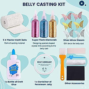 Olicard Belly Casting Kit Pregnancy, Belly Cast Kit for Expecting Mothers, Pregnancy Belly Mold Casting Kit, Unique Keepsake for Pregnant Belly, Perfect Baby Shower & Pregnancy Gifts (Glitter)