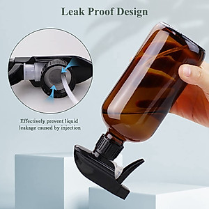 Wedama Amber Glass Spray Bottles, 2 Pack 16 oz Glass Spray Bottles for Cleaning Solutions and Essential Oils, Refillable Empty Spray Bottle with Adjustable Nozzles for Alcohol, Plant and Hair Care