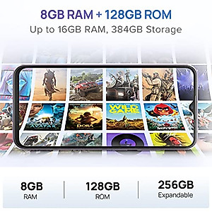 Ulefone Unlocked Cell Phones, Note 16 Pro 16GB + 128GB, 8-Core, 6.52" HD+ Display Unlocked Smartphone, Android 13, 50MP + 8MP, 4400 mAh, Dual 4G LTE, Fingerprint/Face Detection, T-Mobile, Blue