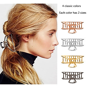 8 Pieces Metal Hair Claw Clips Set, Includes 3 Inches Large Size Hair Catch Barrette Jaw Clamp and 1.57 Inches Small Half Bun Hairpins for Women, Hair Accessories