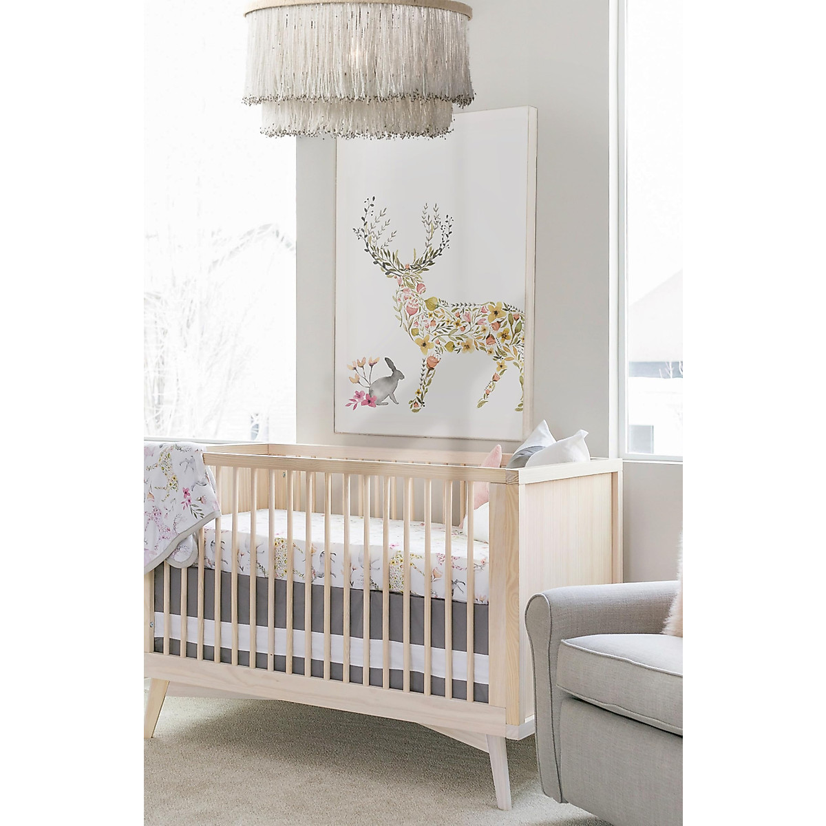 Oilo Baby Blanket, Luxury Soft Plush Backing & 100% Turkish Cotton Jersey Print, Double Layered, 30" x 40", Rolled Jersey Edge Trim, Machine Washable, Infant Blanket, Toddler Blanket, Woodland Fawn