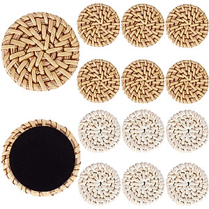 Whaline 12Pcs Rattan Fridge Magnets Boho Refrigerator Magnetic Stickers Natural and Ivory Color Rattan Decorative Magnets for Office Kitchen Whiteboard Locker Garage Fridge Decor, 2 Colors